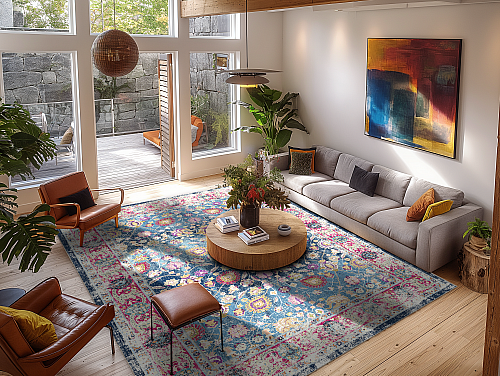 Wilton-Teppich - Bouhjar (blau/rosa/multi)